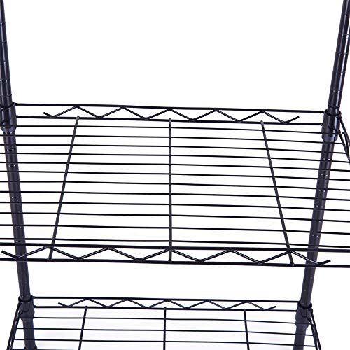 Kcelarec 4-Tier Wire Shelving Metal Storage Rack Adjustable Shelves for Laundry Bathroom Kitchen Pantry Closet, Black