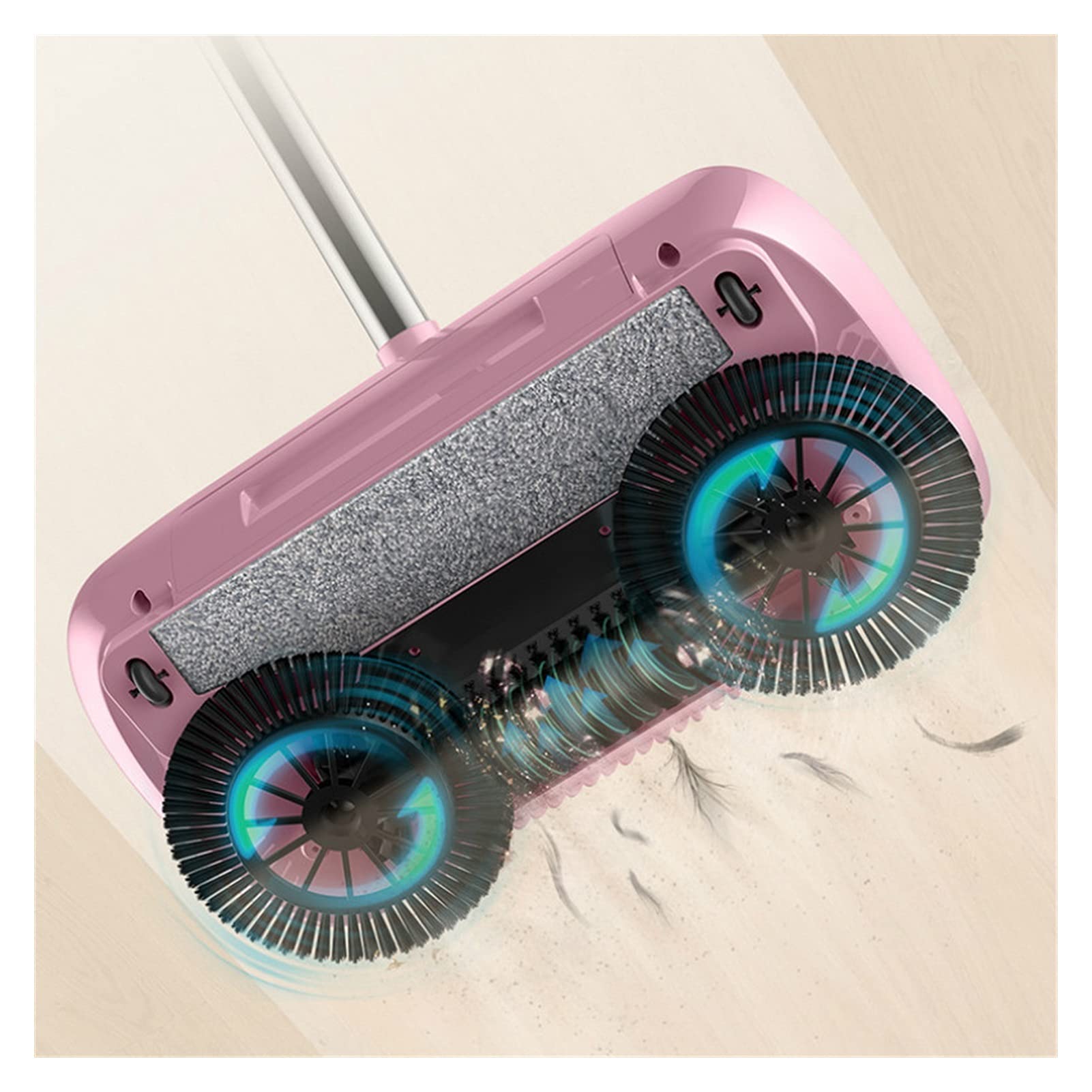 JUSTHENGGUANG Electric Brooms Smart Broom Robot Vacuum Cleaner Floor Home Kitchen Sweeper Mop Sweeping Machine Handle Household Mop For Cleaning Floors Cleaning utensils (Color : Pink within 6 pads)