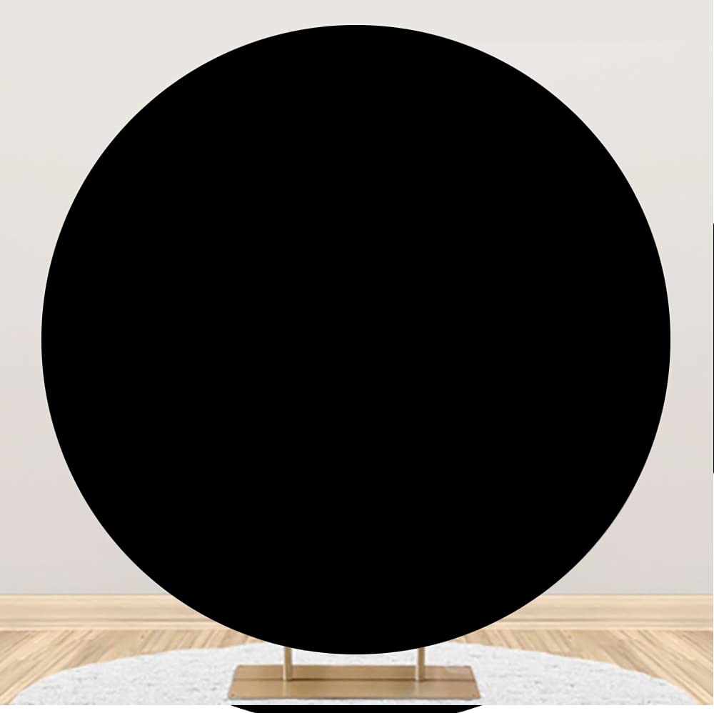 Leowefowa Black Backdrop Round Cover 6.5ft Black Photo Backdrop Pure Black Circle Backdrop Stand Cover Birthday Wedding Baby Shower Bridal Shower Engagement Party Decor Banner Photo Booth Props