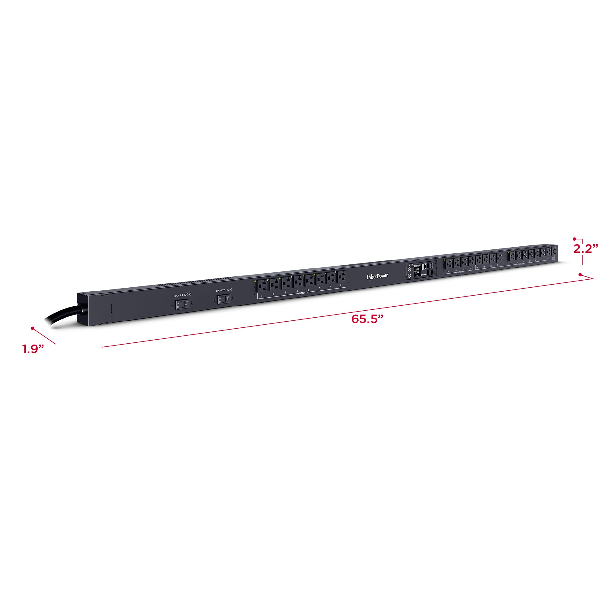 CyberPower PDU41102 Switched PDU, 100-120V, 30A (Derated to 24A), 24 Outlets, 0U Rackmount