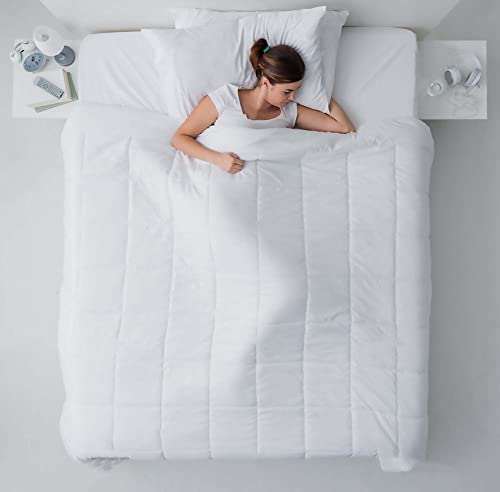 WHITEWRAP Down Alternative Comforter Queen | White | All Season Corner Duvet Tabs | Fluffy, Plush Microfiber Fill, Machine Washable, Duvet Insert | Stand Alone Comforter, Box Stitched