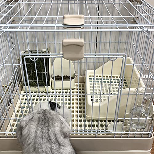 Hamiledyi 14 Pcs Rabbit Litter Box with Drawer Urinal Pad Pet Toilet Cage Trainer Corner Potty Cleaner Broom Brush Dustpan for Guinea Pigs Chinchilla Ferret Bunny Hedgehog Small Animals(White)