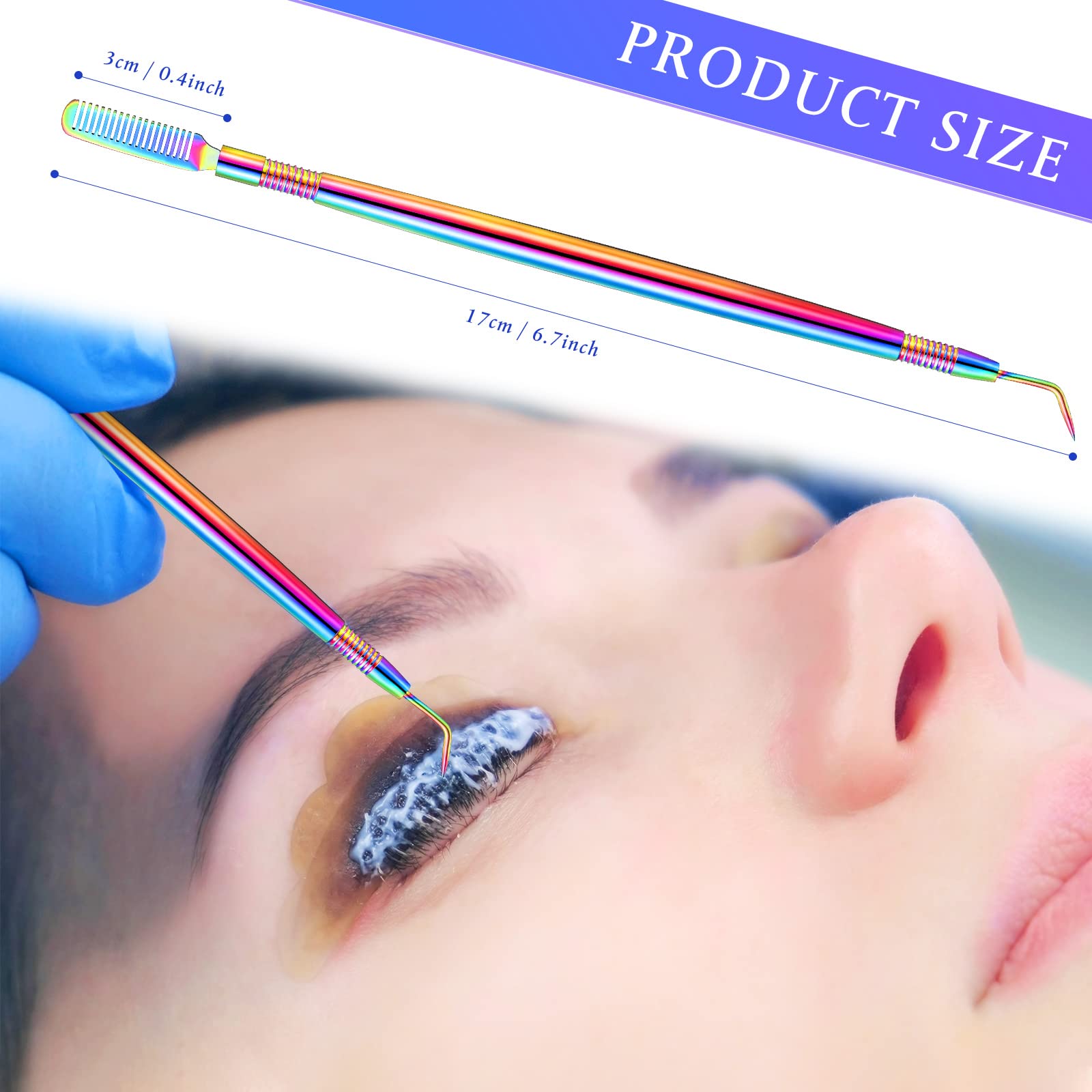 Chumia 2 Pieces Eyelash Lift Perm Tool Lash Separator Tint Tool Stainless Steel Metal Lash Lift Rods for Eyelash Eyebrow Perming Tinting Curling Extensions Supplies(Multi Color)