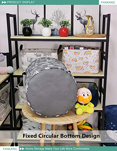 FANKANG Storage Basket, Nursery Hamper Canvas Laundry Basket Foldable with Waterproof PE Coating Large Storage Baskets for Kids Boys and Girls, Office, Bedroom, Clothes,Toys(Space Planet)