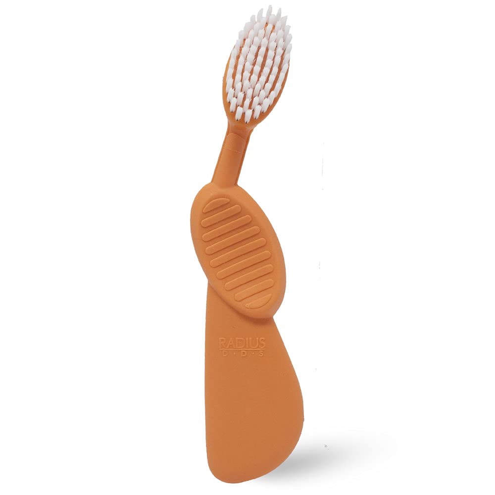 Radius Toothbrush Flex Brush BPA Free & ADA Accepted Designed to Improve Gum Health & Reduce Gum Issues - Right Hand - Orange White - Pack of 1