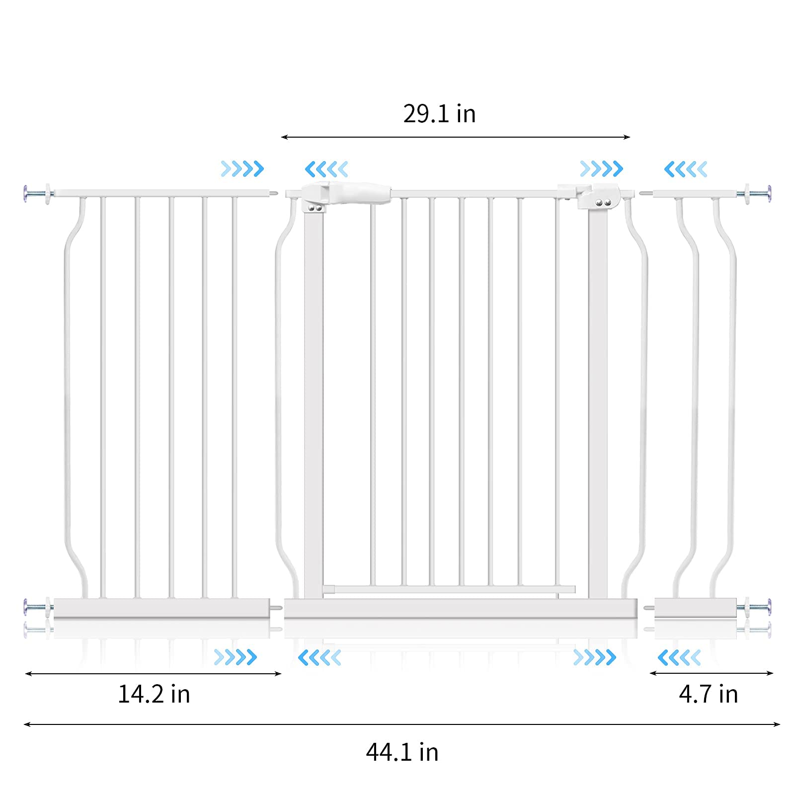 Easy Walk Baby Gate for Stairs & Doorways with Optional Extensions, Detachable Extra Wide Pet Gates with Automatic Closing, Safety Gate, Dog Playpen for Hallway