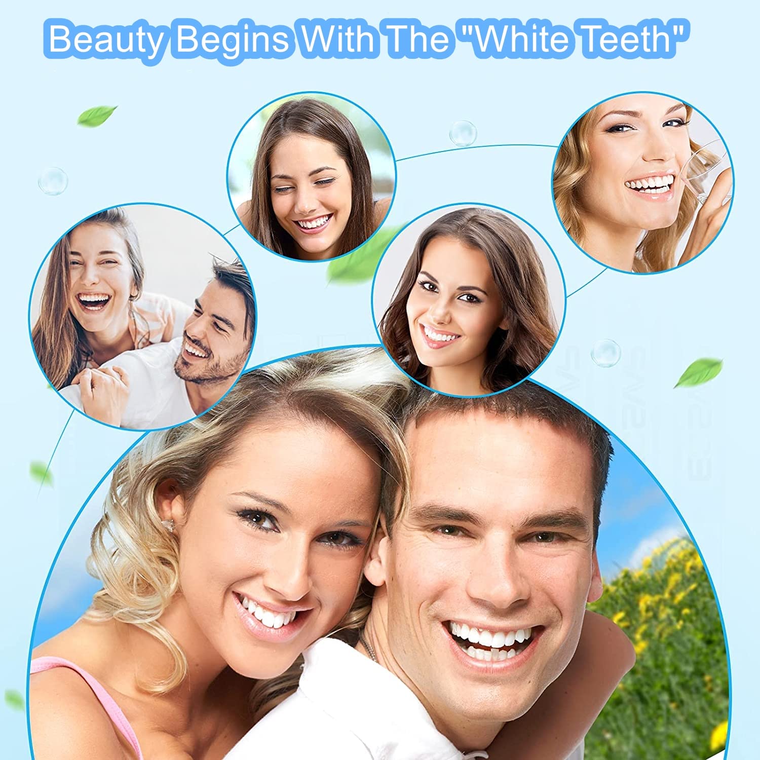 Teeth Whitening Kit Tooth Whitener - DOUCEUR Dental Bleaching System Professional with 16X LED Mouth Tray Light 5Pcs Whiting Gel Pen for Purely Whitening of Sensitive Teeth