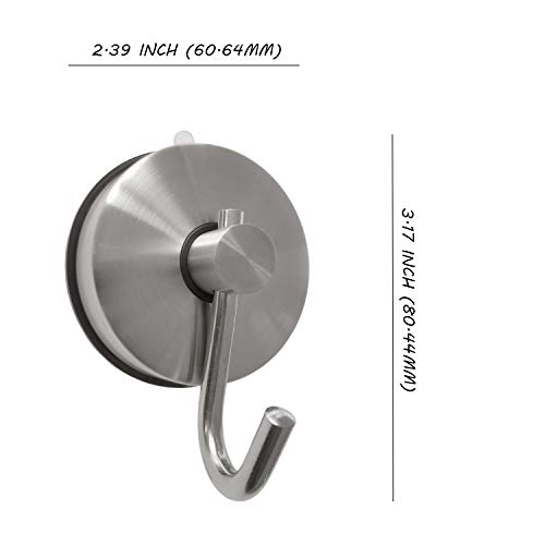 Heavy Duty Vacuum Suction Cup Hooks for Bathroom Shower Wall/Glass Door/ Mirror ,Waterproof Stainless Steel Hook for Hanging Shower Towel , Loofah,Coat ,Kitchen Pots Pans or Others Up to 22 lbs,2 Pcs