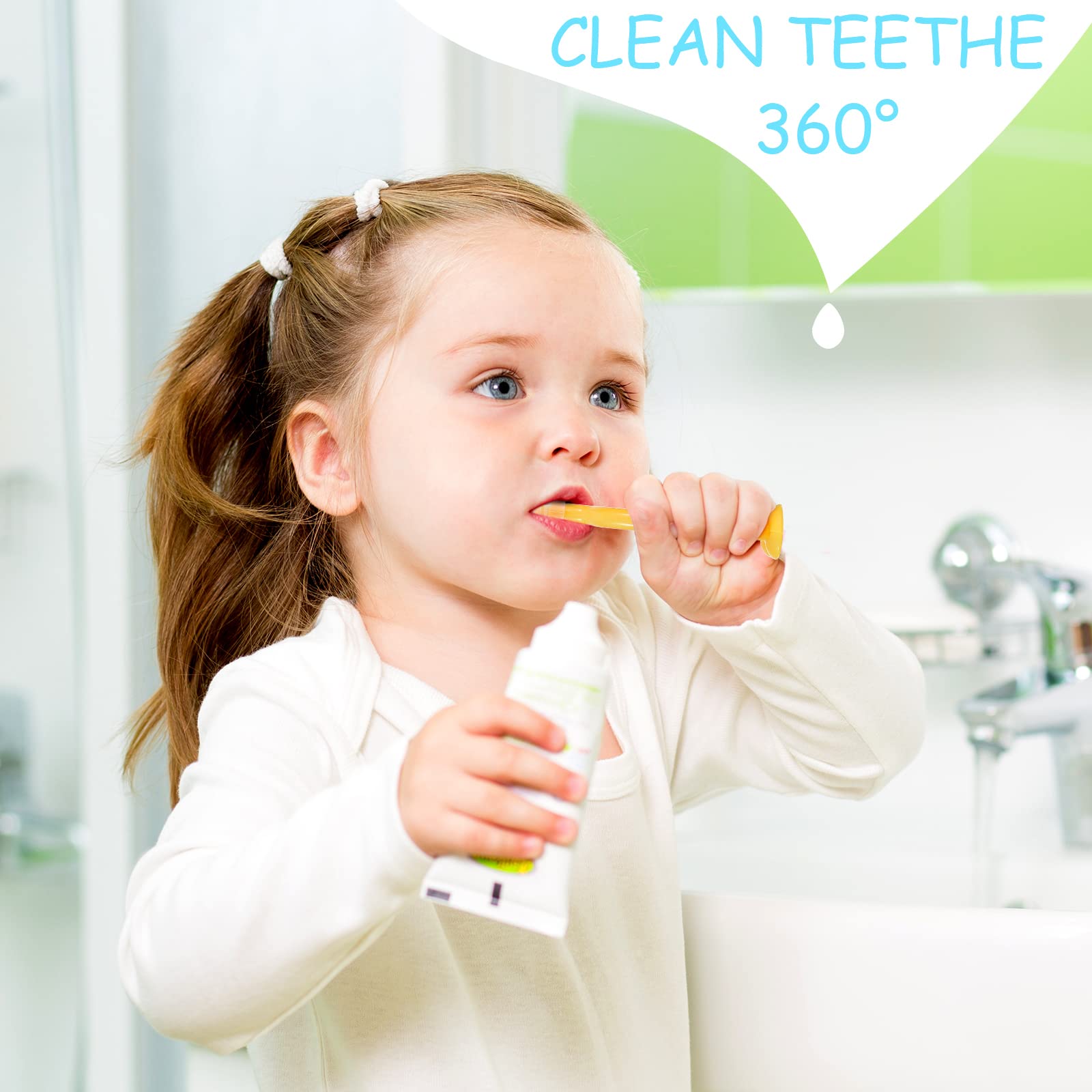 2 Pieces Kids U Shaped Toothbrush 360 Degrees Toddler Toothbrush Soft Silicone Brush Head Tooth Brush U Type Toothbrush for Toddlers Ages 2-6 (Cute Style,2-6 Years)