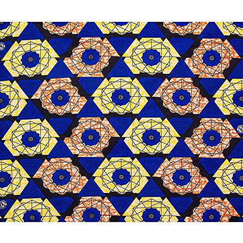 BintaRealwax 100% Polyester Ankara Real Wax 6 Yards African Fabric for Party Dress FP6407