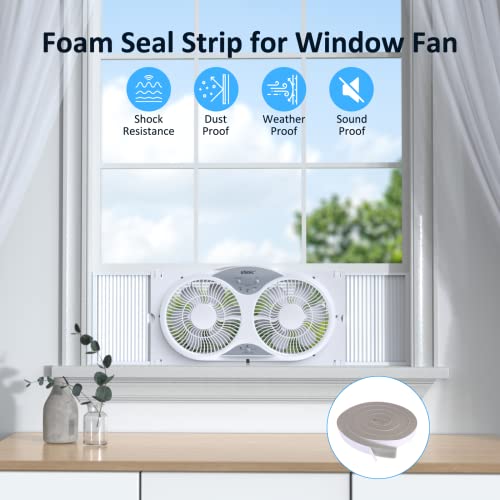shinic 9" Blades Twin Window Fan with Reversible Airflow, Remote Control, 3 Speeds, 3 Functions, Bathroom Kitchen Exhaust Fan, Width Adjustable (From 23.5" to 37") ETL Certified Small Window Fan