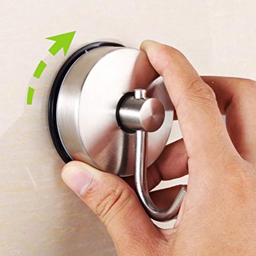 Heavy Duty Vacuum Suction Cup Hooks for Bathroom Shower Wall/Glass Door/ Mirror ,Waterproof Stainless Steel Hook for Hanging Shower Towel , Loofah,Coat ,Kitchen Pots Pans or Others Up to 22 lbs,2 Pcs