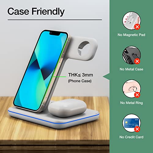 Charging Station for Apple Devices, Wireless Charger Compatible with iPhone 13/12/12 Pro/11/X/XS/XR/8Plus, Hollow Design Charger Stand Compatible for Apple Watch 6/5/4/3/2/SE, AirPods Pro/2