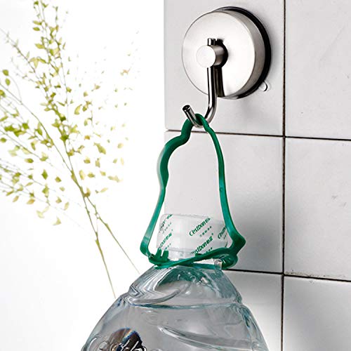 Heavy Duty Vacuum Suction Cup Hooks for Bathroom Shower Wall/Glass Door/ Mirror ,Waterproof Stainless Steel Hook for Hanging Shower Towel , Loofah,Coat ,Kitchen Pots Pans or Others Up to 22 lbs,2 Pcs