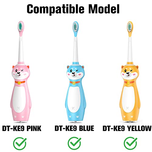 Dada-Tech Kids Electric Toothbrush Replacement Heads for KE9 (Shiba Inu Dog) - White - Pack of 2