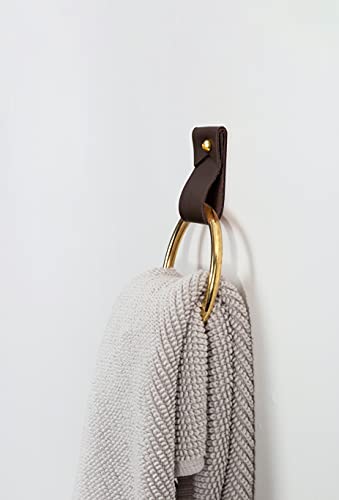 KEYAIIRA - Small Leather Wall Hook, wall hanging strap towel hook for wall leather loop strap for scarf storage boat paddle holder minimal towel bar rack storage