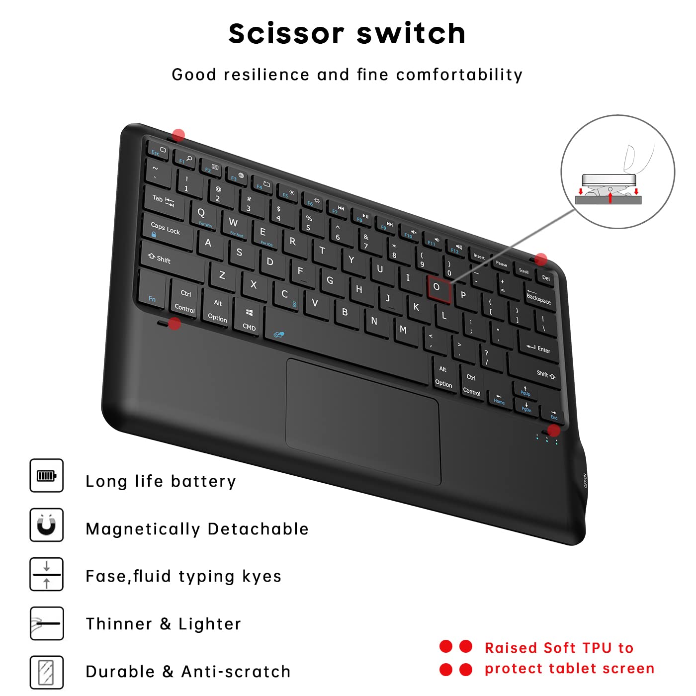 DOMEUN Keyboard Case for Samsung Galaxy Tab S7 FE 12.4" 2021 - Smart Wireless Waterproof Detachable Magnetic Tablet Trackpad Keyboard Cover for S7 FE SM-T730/T736 with S Pen Holder (Black)