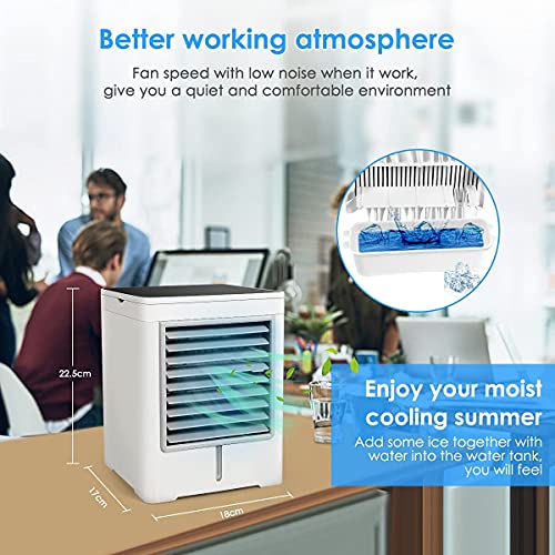 Personal Air Cooler, Portable Evaporative Conditioner with 3 Speeds Touch Screen Cooling Fan, Air Conditioner Fan for Home, Room, Office, Car, Campingā¦