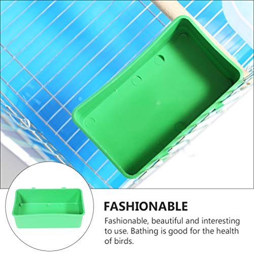 balacoo 2pcs Parrot Bathtub Hanging Brid Bath Box Pet Bird Grooming Shower Box Washing Basin Cage Decor for Budgie Parakeet Cockatiel Conure Lovebird Green