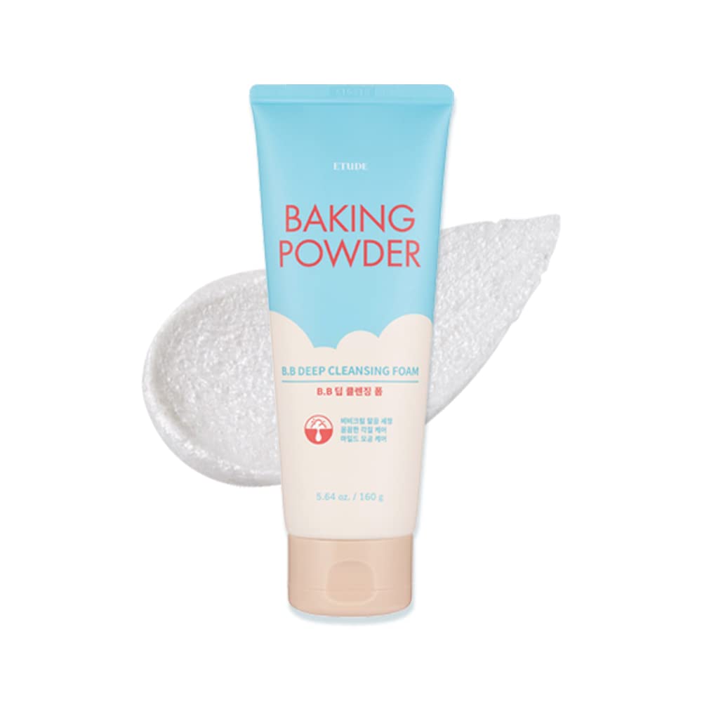 ETUDE Baking Powder B.B Deep Cleansing Foam, 5.4 fl.oz.(160ml) (21AD) | Perfect Cleansing and Peeling, Removes Pore Waste and Dead Skin Cells, Korean Skin Care, Kbeauty, Perfect for Gift
