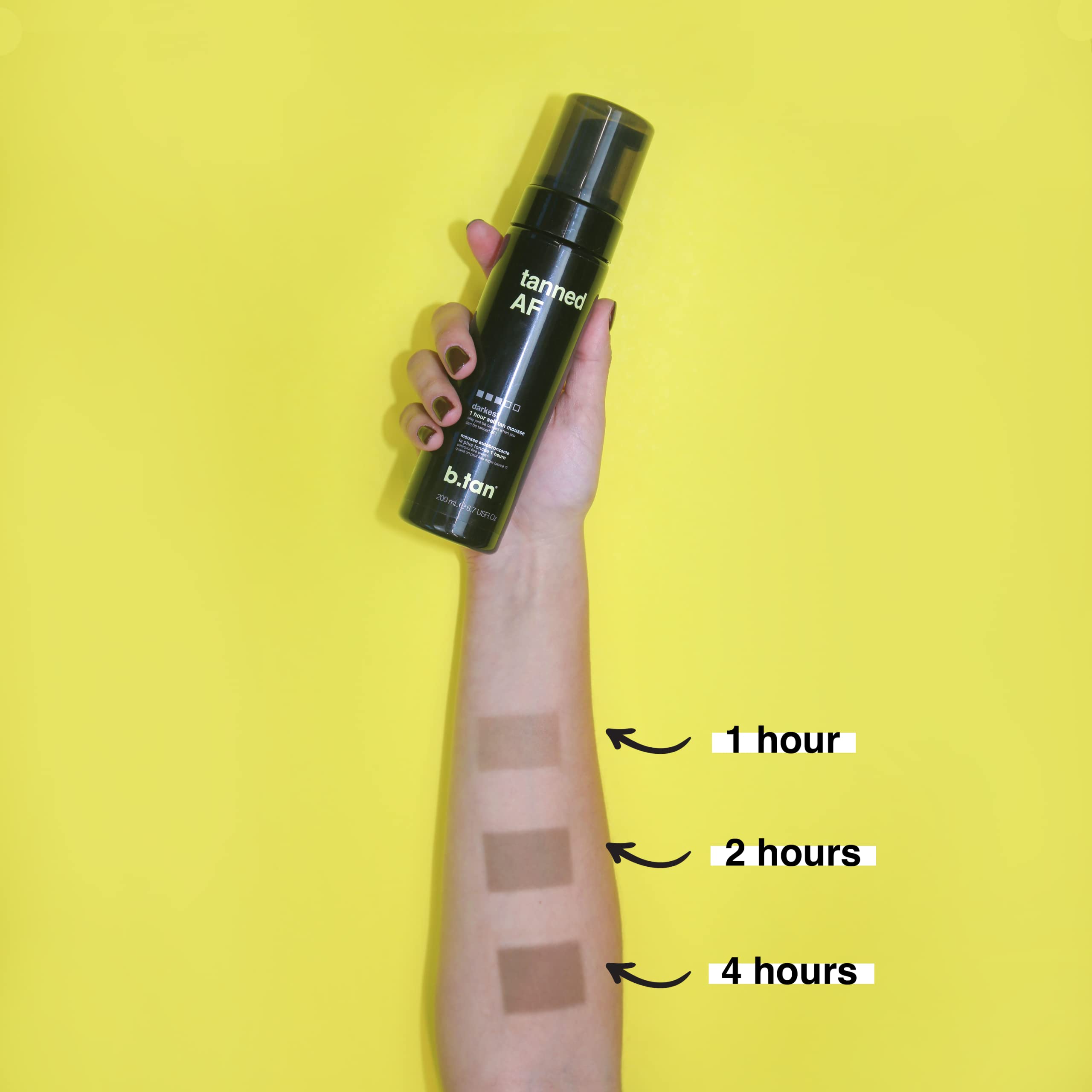 b.tan Dark Self Tanner Mini Kit | Get Tanned Travel Bundle - Mini Dark Self Tanner Mousse with Self Tanning Mitt Applicator, 1 Hour Sunless Tanner, Fast Self Tan, Vegan, Cruelty Free, 3 Fl Oz