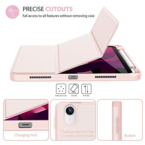 Gahwa iPad 10.9 Inch Case with Pencil Holder for iPad Air 5th Generation Case 2022/ iPad Air Case 4th Generation 2020[Support iPad 2nd Pencil Charging], Smart Case with Auto Sleep/Wake(Pink)
