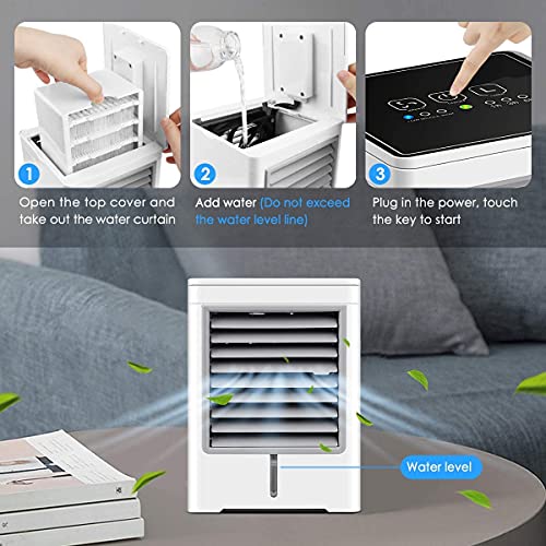 Personal Air Cooler, Portable Evaporative Conditioner with 3 Speeds Touch Screen Cooling Fan, Air Conditioner Fan for Home, Room, Office, Car, Campingā¦
