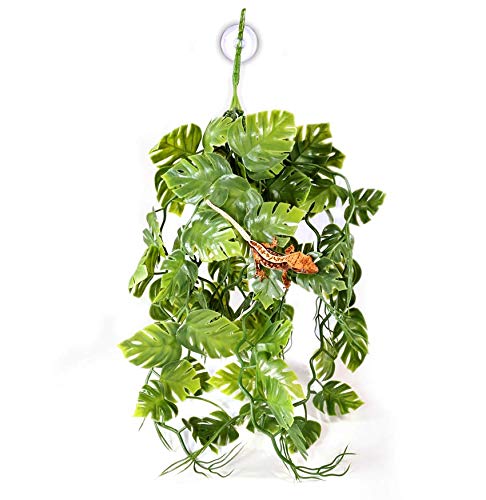 Pangea Hanging Plants Deluxe Decor for Reptile Enclosure Habitat (Green)