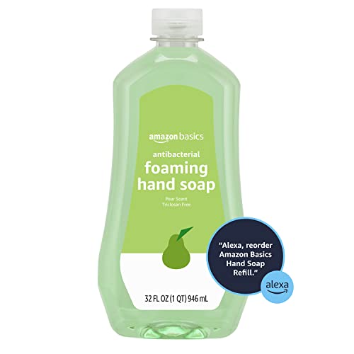 Amazon Basics Foaming Soap Refill, Pear Scent, Triclosan-Free, 32 Fluid Ounces (ONLY Fits Foaming Dispensers), 1-Pack (Previously Solimo)