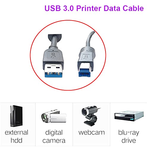 MITATTOK USB A to USB B 3.0 Cable (5FT), USB 3.0 Type A to B Male Cable Compatible with Monitor, Docking Station, Printer, External Hard Drivers, Scanner, USB Hub and More-Black