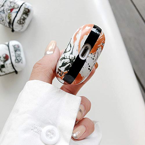 BONICI Protective Case for AirPods Pro, Creative Anime Hero Theme Chinese Landscape Painting Style White Black Soft Silicone TPU Rubber Cover Earbud Earphone Wireless Charging Case -Pattern 9