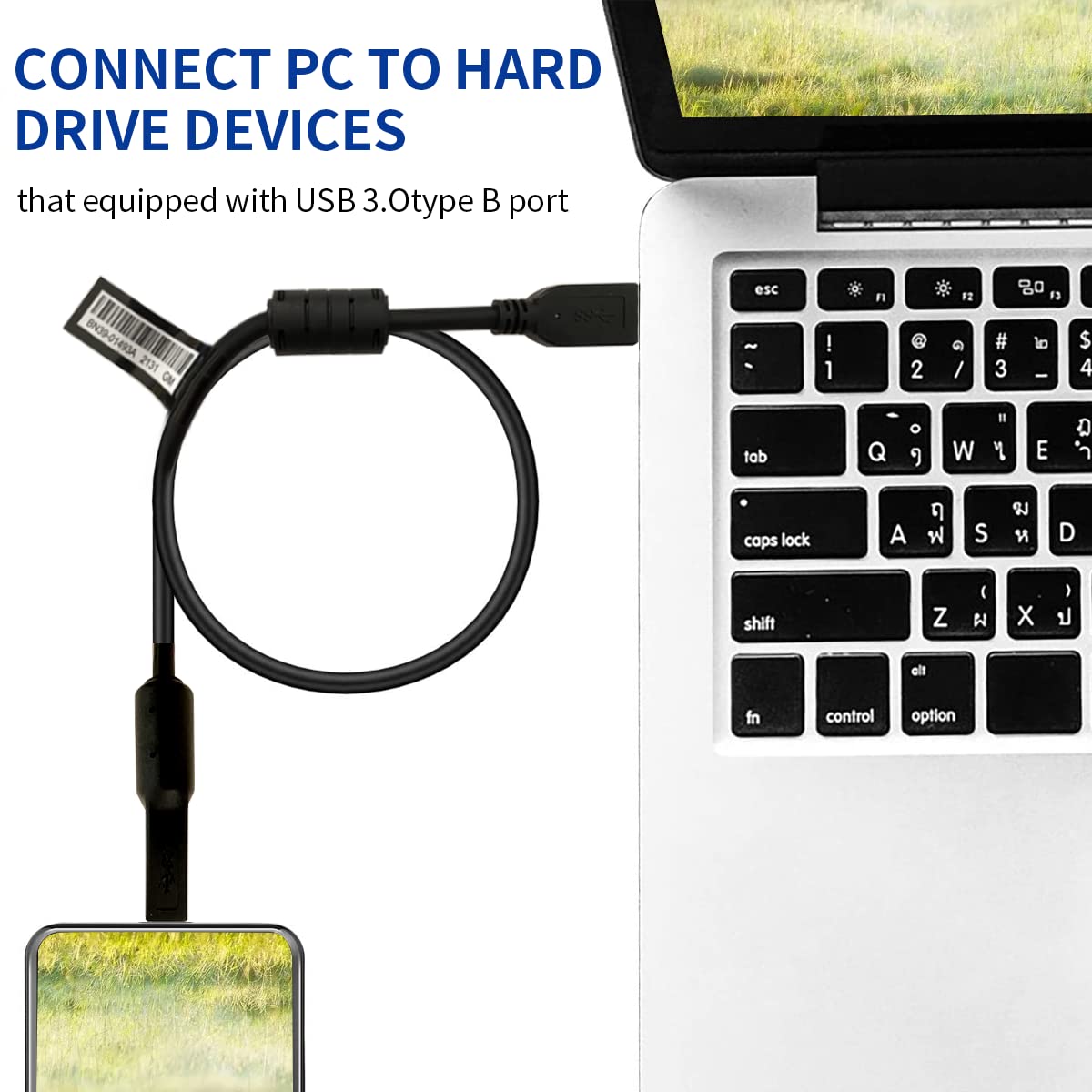 MITATTOK USB A to USB B 3.0 Cable (5FT), USB 3.0 Type A to B Male Cable Compatible with Monitor, Docking Station, Printer, External Hard Drivers, Scanner, USB Hub and More-Black