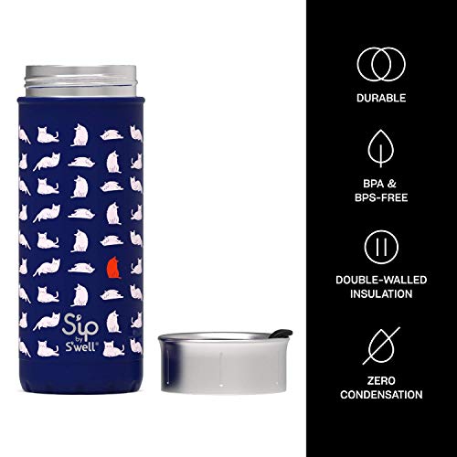 S'well S'ip Stainless Steel Travel Mug - 16oz - Cat Nap - Double-Walled Vacuum-Insulated - Keeps Drinks Cold for 16 Hours and Hot for 4 - with No Condensation - BPA-Free Water Bottle