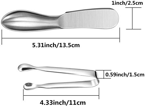 Linwnil Spreader Knife Set,6-Piece Cheese and Butter Spreader Knives,Mini Serving Tongs,Stainless Steel Multipurpose Butter Knives