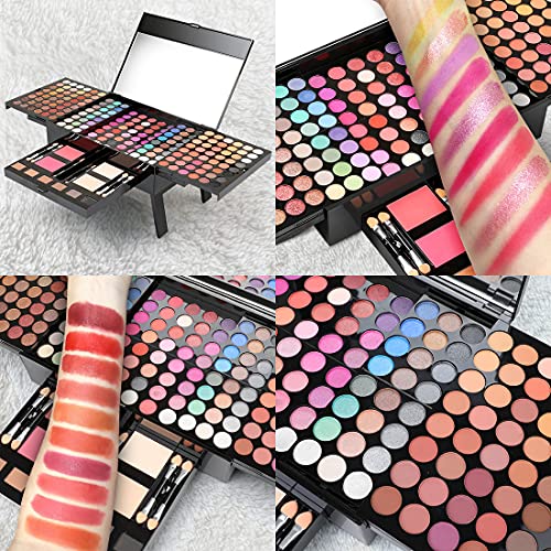 194 Colors Pink Cosmetic Make up Palette Set Kit with Eyeshadow Blusher Eyebrow Powder Face Concealer,All-in-One High Pigment Powder Pallet Kit with Mirror, Applicators
