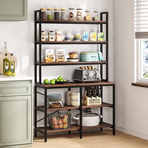 Tribesigns 6-Tier Bookshelf,Industrial Bookcase with Open Shelf,6 Shelf Storage Rack with X-Shaped Frame,Rustic Book Shelf for Living Room, Bedroom,Home, Office