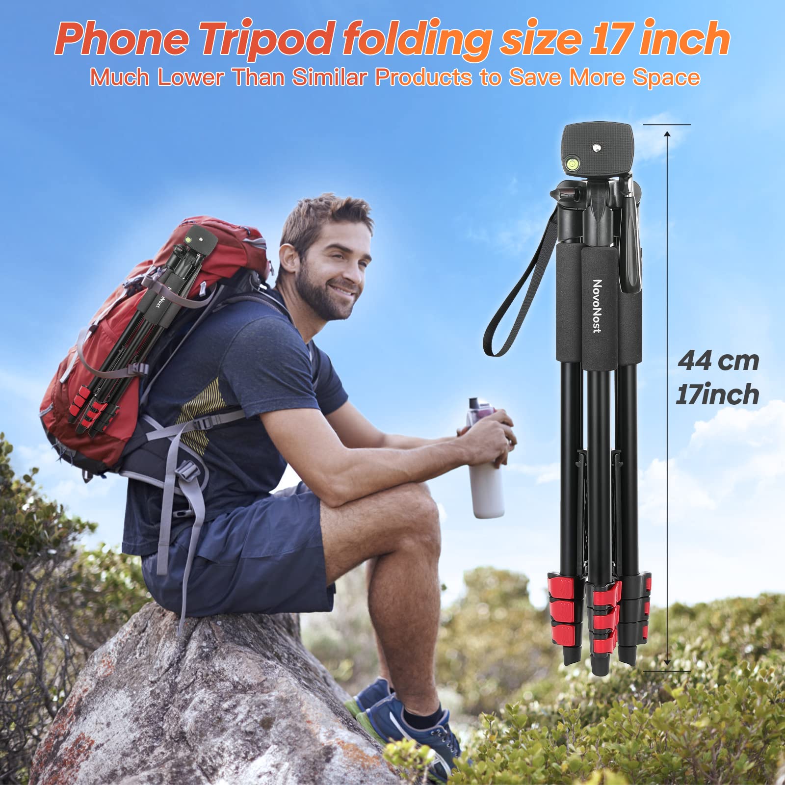 65” Phone Tripod, Tripod for iPhone, Cellphone Tripod with Remote Shutter & Phone Holder for Live Streaming & Video Recording, Compatible with iOS/Android/Camera (Included Carry Bag)