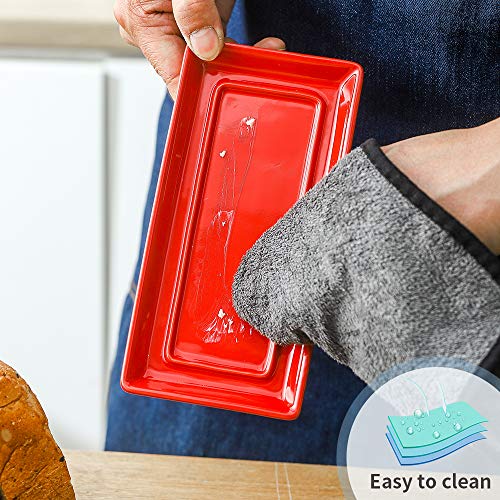 KOOV Porcelain Butter Dish with Lid for Countertop, Butter Dishes with Cover, Large Capacity, Perfect for East/West Butter (Red)