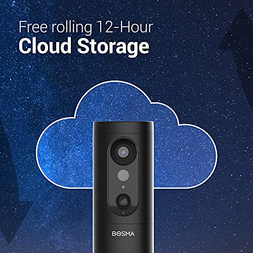 BOSMA EX Pro Wired 2K Security Camera Outdoor, 2.4 GHz WiFi, Auto Spotlight & Person Tracking, PIR Motion Detection, Color Night Vision, 2-Way Talk, Free Cloud Storage, Compatible with Alexa