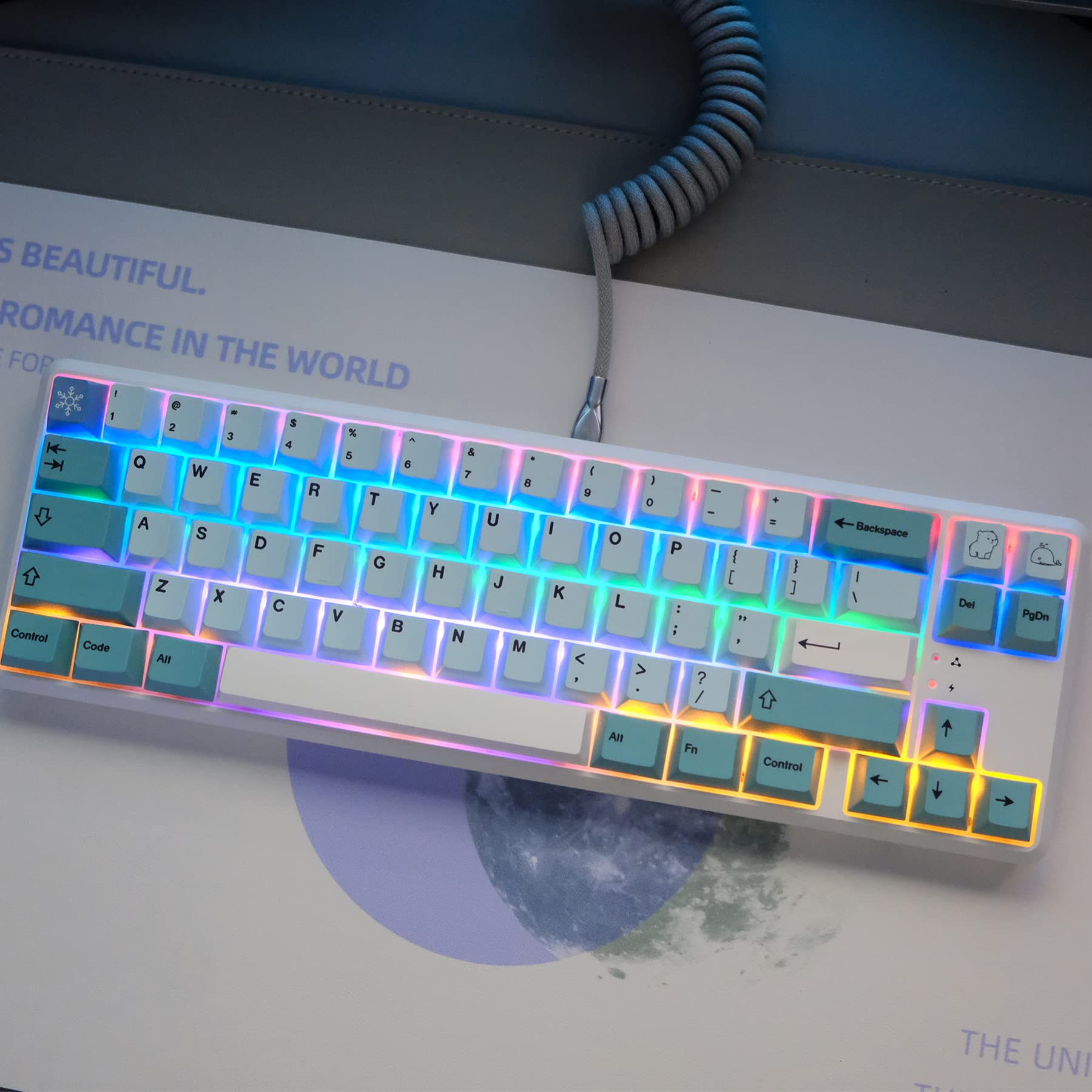 TOKEY PBT keycap Cherry Profile 142 Key Dye Sublimation ANSI Layout Keycap for Mechanical Gaming Keyboard Gateron Kailh Cherry MX Switches (Iceberg English)