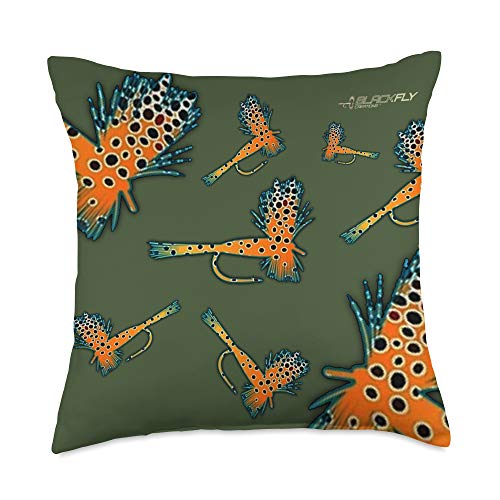 Black Fly Creations Black Fly Fishing Home Decor Trout Skin Throw Pillow, 18x18, Multicolor