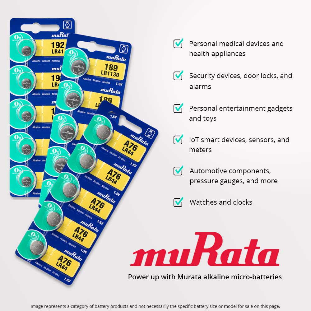 Murata LR1120 Battery AG8 391A Alkaline 1.5V Button Cell (15 Batteries)
