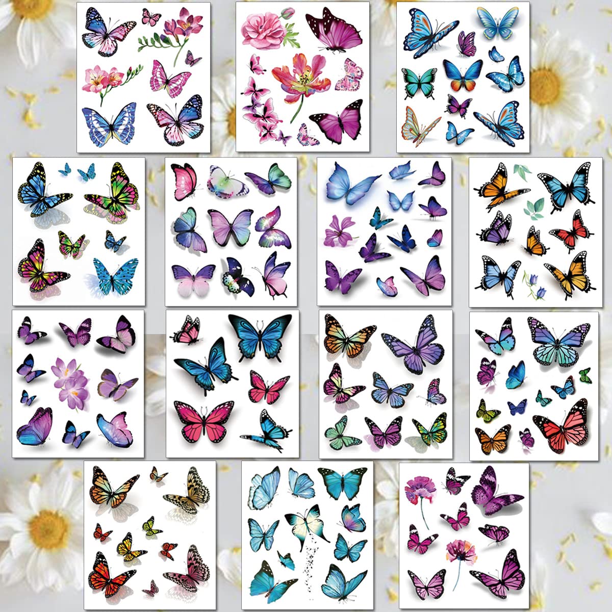 Butterfly Temporary Tattoos,150 Various Styles Butterfly Tattoos Stickers Waterproof 3D Tattoo for Kids Women Birthday Decorations Body Art Makeup Stickers