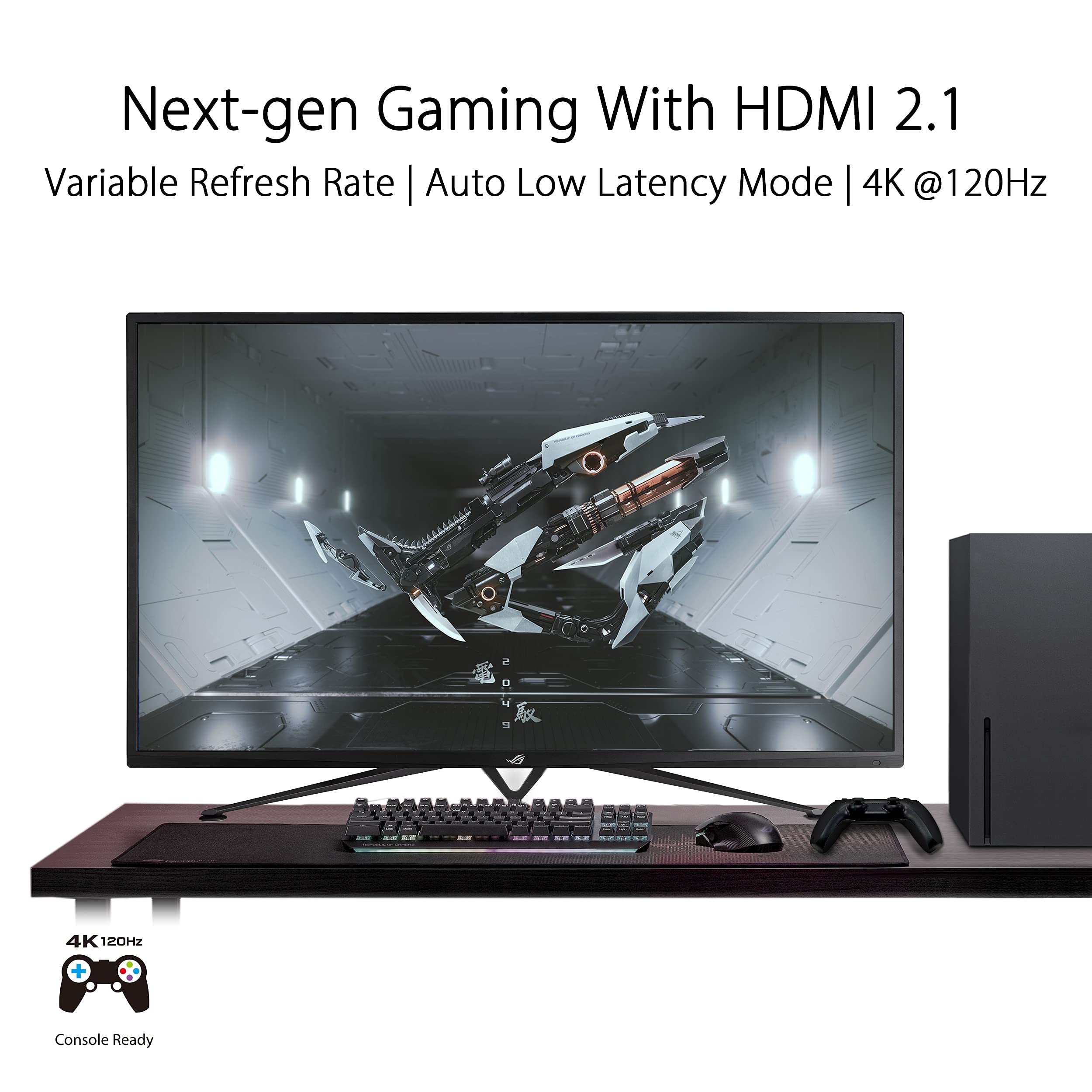 ASUS ROG Strix 43-inch 4K HDR DSC Gaming Monitor (XG43UQ) - UHD (3840 x 2160), 144Hz, 1ms, HDMI 2.1 (Renewed)