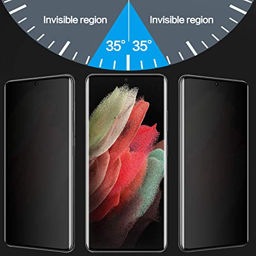 [2 Pack] YWXTW for Galaxy S21 Ultra Privacy Screen Protector, Tempered Glass Anti-Spy 9H Hardness Film for Samsung Galaxy S21 Ultra 6.8”, 3D Curved Edge Easy Install [Don’t Support Fingerprint Unlock]