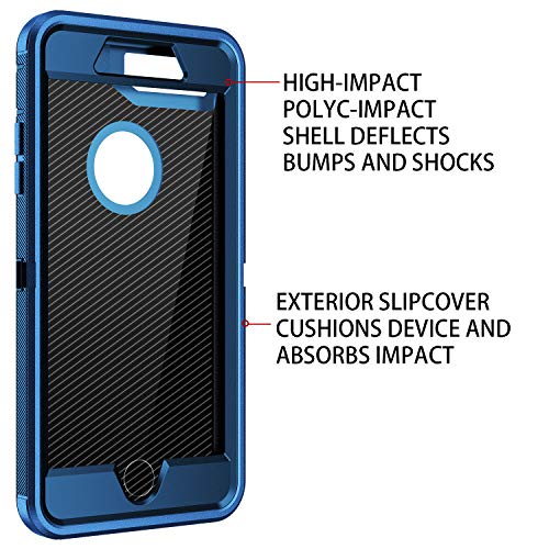 RegSun for iPhone 8 Plus,iPhone 7 Plus Case,Built-in Screen Protector, Shockproof 3-Layer Full Body Protection Rugged Heavy Duty High Impact Hard Cover Case for iPhone 8+/7+ 5.5 inch,Blue