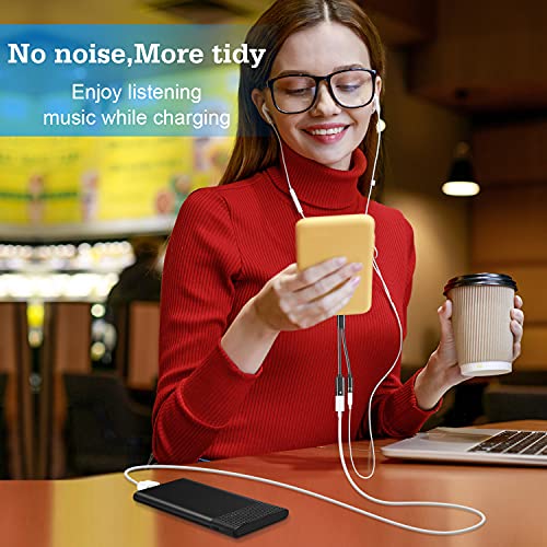 Jasput USB Type C to 3.5mm Headphone and Charger Adapter, 2-in-1 USB C to Aux Audio Jack Hi-Res DAC and Fast Charging Dongle Cable Compatible with Pixel 4 3 XL,Galaxy S22 S21 S20 S20+ Note 20