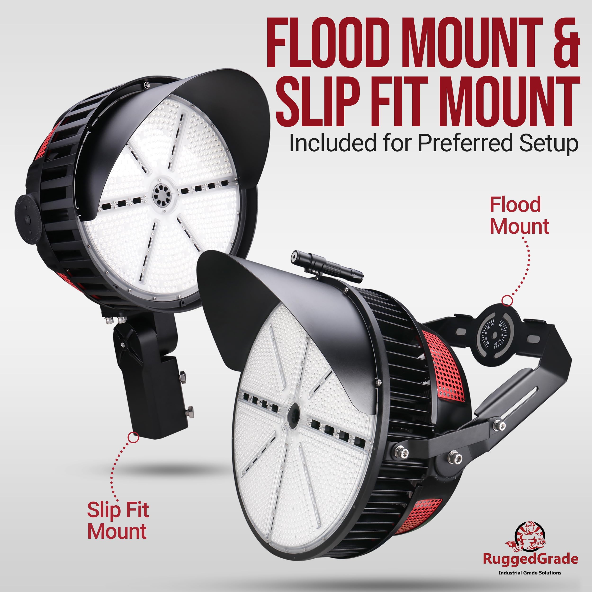 RuggedGrade 277-480V - 500W StadiumPro III LED Stadium Lights - 66,500 Lumen - 5000K - 30 Degree - Slip Fit