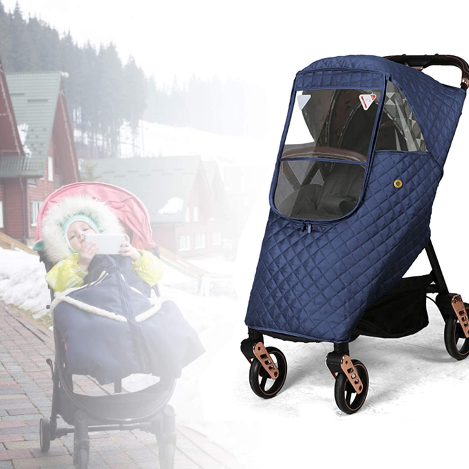 SONGYDZ Baby Stroller Cover Winter Universal Stroller Windshield Rain Cover to Keep Baby Travel Weather Warm Shield Stroller Cover for Pushchair (Blue) (12121)