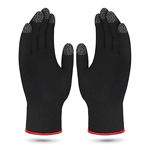ZEPOHCK Game Gloves, Anti-Sweat Breathable Touch Finger Gaming Glove for Highly Sensitive Nano-Silver Fiber Material, Support Almost All Mobile Gaming (Black)